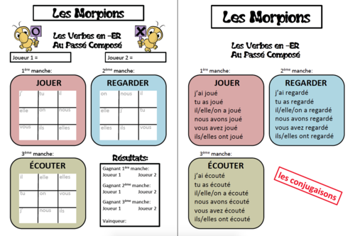 Morpions/Noughts and Crosses-Grammar/Conjugation Game-Perfect Tense ...