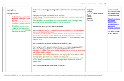 AQA English Language Paper 1 Section A Scheme of Work | Teaching Resources