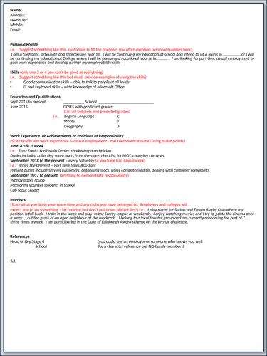 CV Writing - Careers Lesson | Teaching Resources