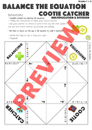 Balance The Equation Cootie Catcher: Multiplication & Division - Years ...