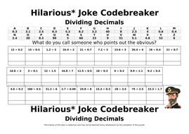 Dividing Decimals Codebreaker | Teaching Resources