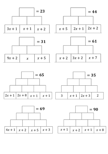 Solving Equations and Simplifying Expressions - Pyramids | Teaching ...