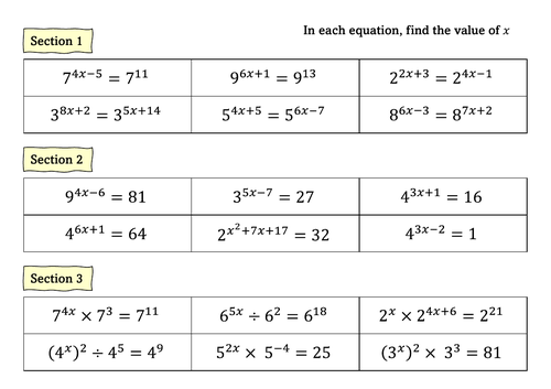 Exponential Equations Worksheets Pdf Solving Exponential Equations