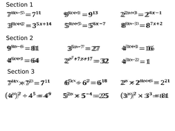 Exponential Equations (Index Laws) | Teaching Resources