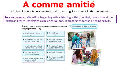 A comme amitié STUDIO MODULE 1 Lesson | Teaching Resources