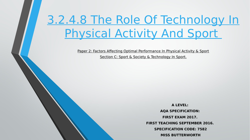 AQA A Level PE [A2 - 7582] - Technology In Sport - Functions Of Sport ...