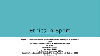 AQA A Level PE [A2 - 7582] - Ethics In Sport | Teaching Resources