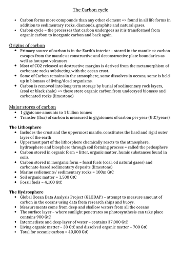 A-level Geography - The Carbon Cycle | Teaching Resources