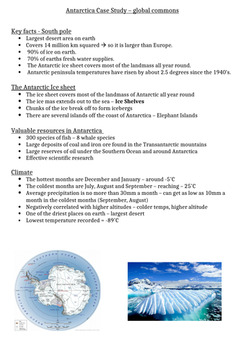 AQA A-Level Geography GS&G Antarctica CS | Teaching Resources