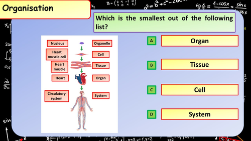£1 ONLY! KS4 AQA GCSE Biology (Science)Organisation Multiple Choice Revision Questions ...