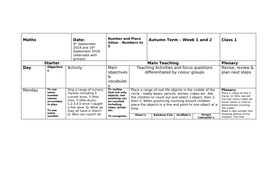 Maths Weekly Planning Reception | Teaching Resources