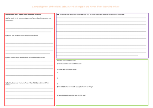 Edexcel American West, Revision, Homework and Intervention sheets ...