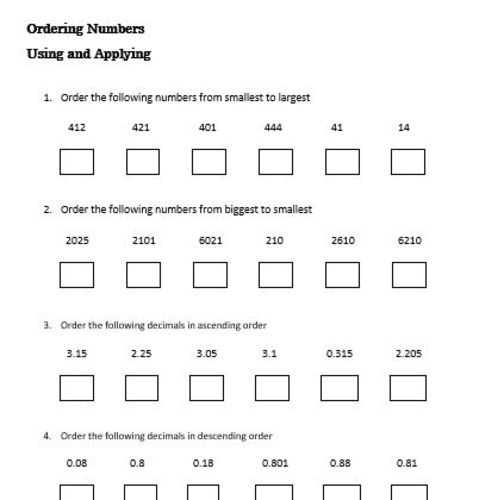Place Value-ordering numbers differentiated worksheet | Teaching Resources