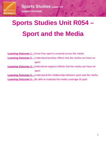 Cambridge Nationals Sports Studies Bundle Work Booklet Pack | Teaching ...