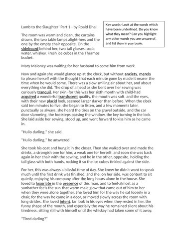 Lamb to the slaughter scheme of work | Teaching Resources