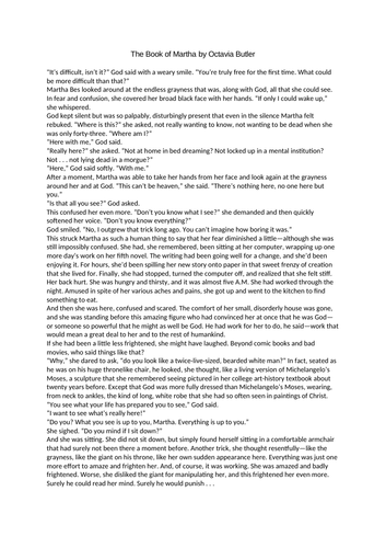 The Book Of Martha - GCSE English Language | Teaching Resources