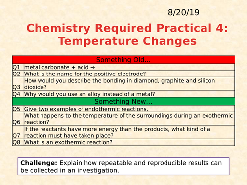 AQA Chemistry Topic 7: Temperature Changes Required Practical ... AQA Chemistry Topic 7: Temperature Changes Required Practical ...