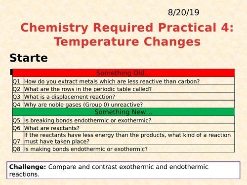 AQA Chemistry Topic 7: Temperature Changes Required Practical ... AQA Chemistry Topic 7: Temperature Changes Required Practical ...