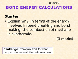 AQA Chemistry Topic 7: Bond Energy Calculations | Teaching Resources