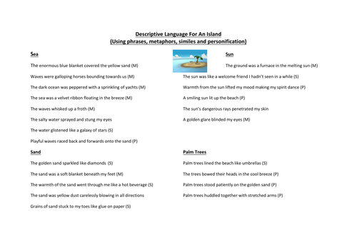 A creative writing mat to describe an island | Teaching Resources