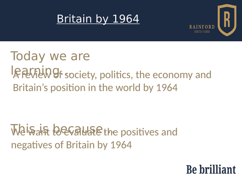 AQA 7042 2S Britain - Britain by 1964 Unit 1 review lesson | Teaching ...