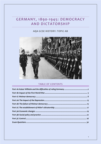 GCSE History: Germany (1890-1945) Revision Guide | Teaching Resources