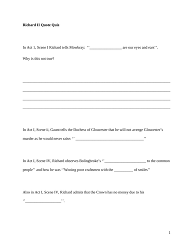 AQA Richard II Resources | Teaching Resources