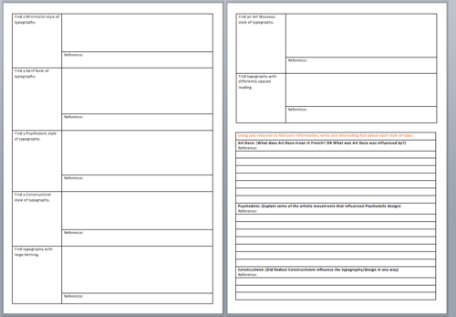 Typography | Workbook | Assessment | Teaching | Teaching Resources