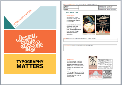 Typography | Workbook | Assessment | Teaching | Teaching Resources