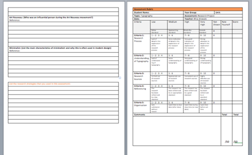 Typography | Workbook | Assessment | Teaching | Teaching Resources