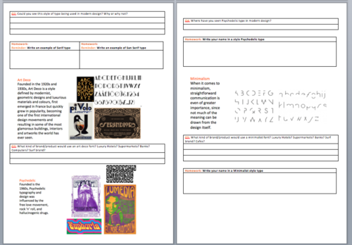 Typography | Workbook | Assessment | Teaching | Teaching Resources
