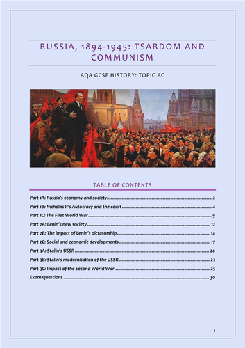 GCSE History: Russia (1894-1945) Revision Guide | Teaching Resources