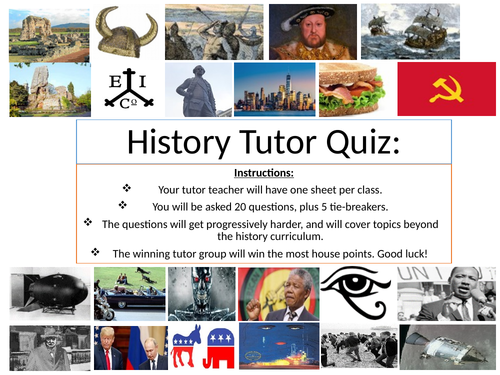 History Quiz for tutor groups - General | Teaching Resources