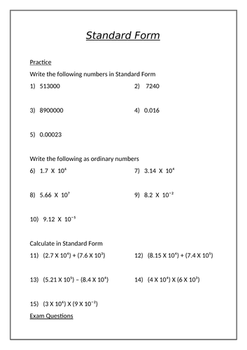 10 GCSE Foundation Number Worksheets | Teaching Resources