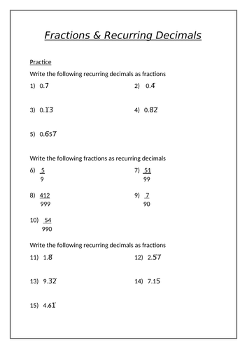 10 GCSE Foundation Number Worksheets | Teaching Resources