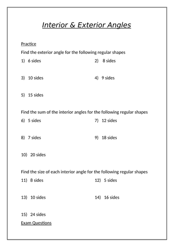 10 GCSE Foundation Geometry Worksheets | Teaching Resources