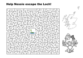 Help the Loch Ness Monster (Nessie) esacpe maze puzzle | Teaching Resources