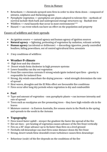 A-Level Geography -fires in nature notes | Teaching Resources