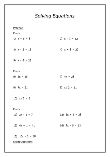 10 GCSE Foundation Algebra Worksheets | Teaching Resources