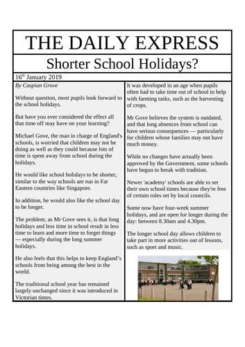 English- Features of newspaper articles- Journalistic Writing KS2 ...