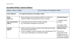 English- Features of newspaper articles- Journalistic Writing KS2 ...