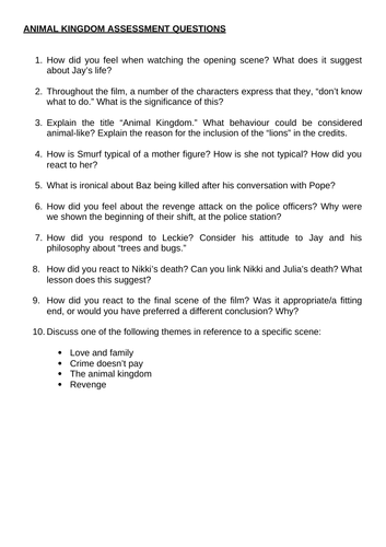 Animal Kingdom (2010) Australian Film Analysis (With Assessment ...