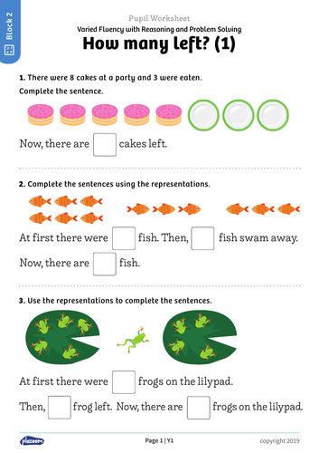 Y1 Autumn Term – Block 2: How many left? (1) maths worksheets ...