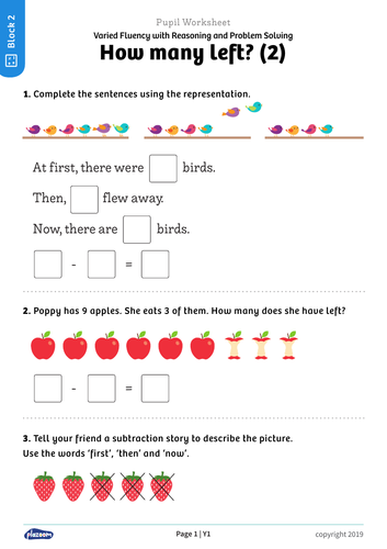 Y1 Autumn Term – Block 2: How many left? (2) maths worksheets ...