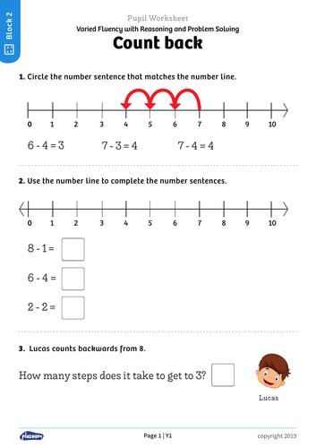 Y1 Autumn Term Block 2 Count Back Maths Worksheets Teaching Resources