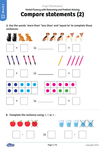 Y1 Autumn Term – Block 2: Compare statements (2) maths worksheets ... Y1 Autumn Term – Block 2: Compare statements (2) maths worksheets ...