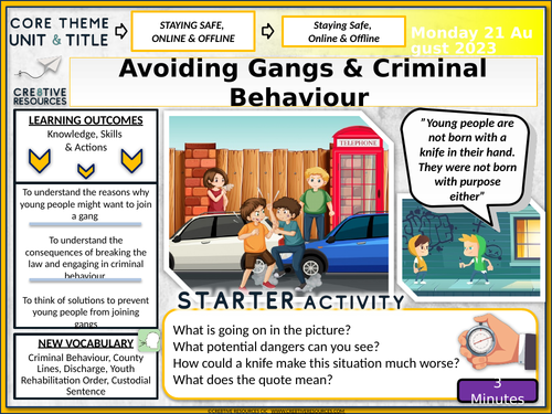 Gangs + Criminal Behaviour + Personal Safety | Teaching Resources