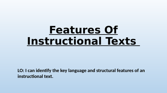 Features Of Instructional Texts Powerpoint | Teaching Resources