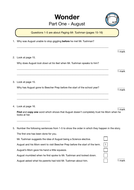 Wonder:Chapter 6-10 Reading comprehension | Teaching Resources