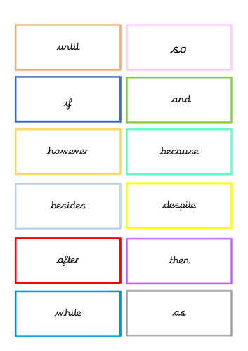Vocabulary, conjunctions and sentence openers flash cards | Teaching ...